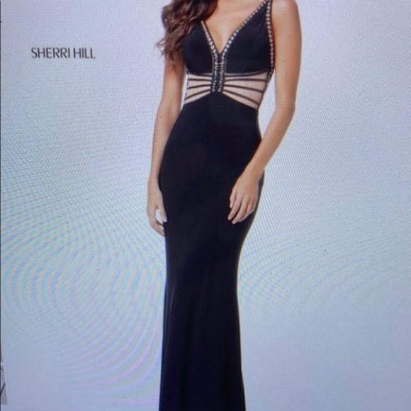 Sherri Hill | Dresses | Sherri Hill Black With Gold Details Formal ...